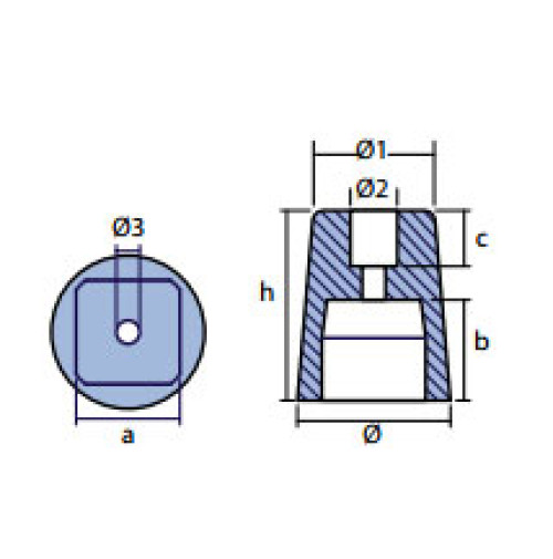 Conical propeller nut with square inner bore - Tecnoseal